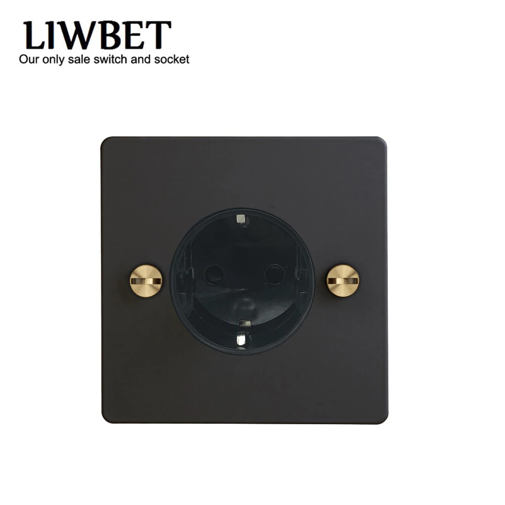 Liwbet Eu Standard Wall Socket And Black Color Stainless Steel Panel ...