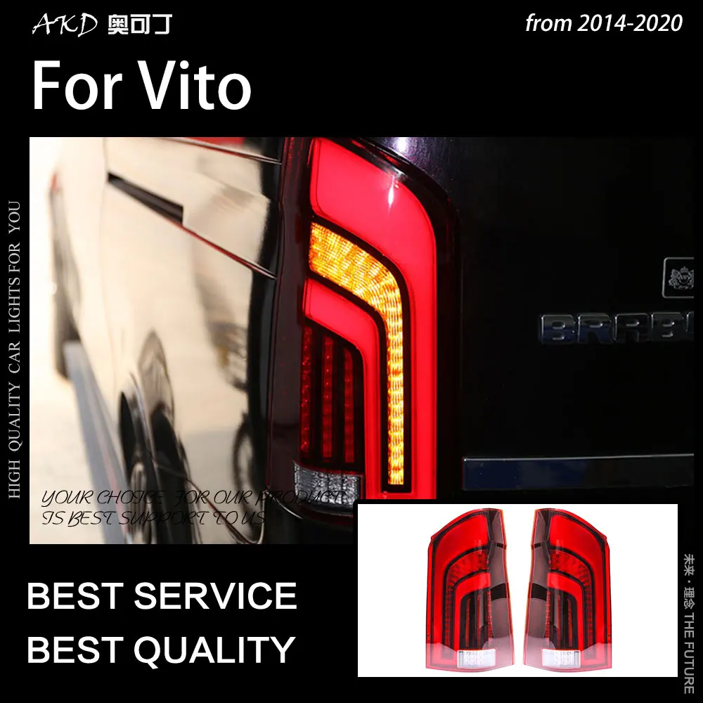AKD Car Styling Tail Lamp for Vito Tail Lights 2014 2020 V260 LED Tail Light DRL Dynamic Signal ...