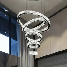 Luxury Large 5 Rings Led Round Crystal Chandelier light Spiral Pendant ...