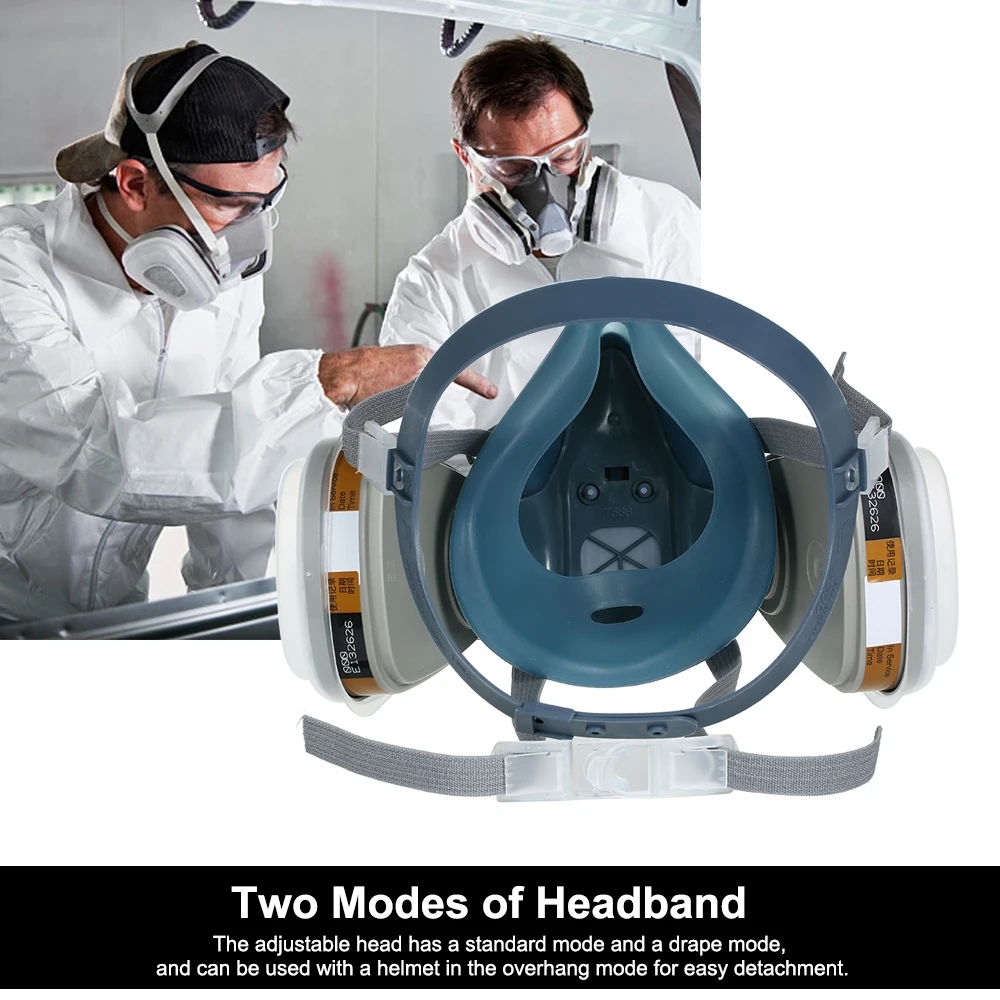 8200 Half Face Gas Mask Respirator Organic Gas Filter Cartridge Dust ...