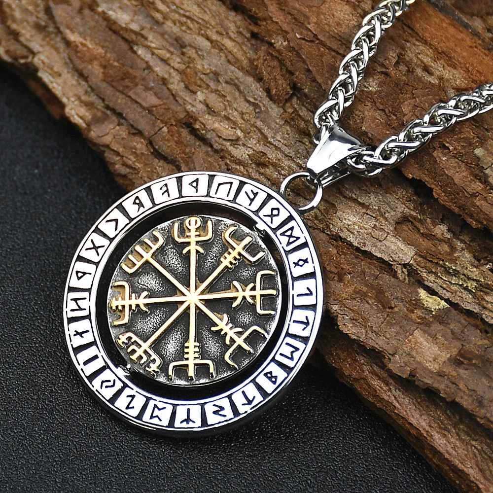 Nordic Vikings Jewelry Odin's Valknut and Viking Vegvisir Rune Necklace ...