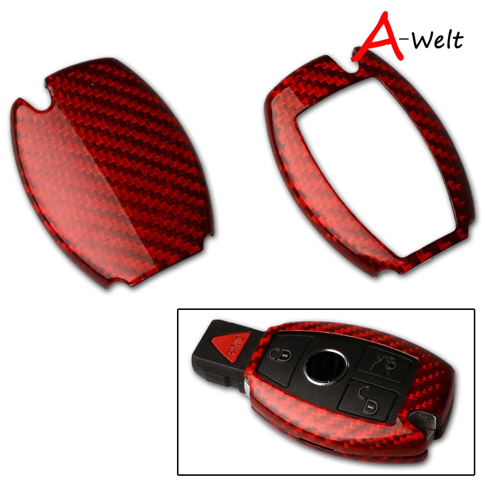 1pc Red Carbon Fiber Car Key Case for Mercedes benz W212 W205 GLC GLE ...