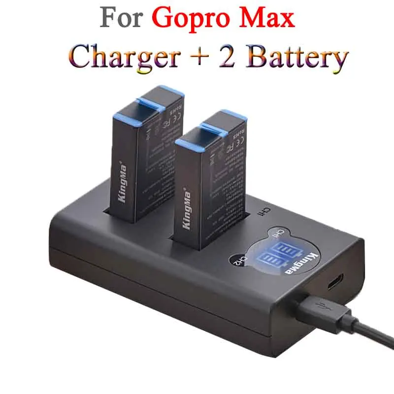 2pcs 1400mAh For Go Pro 360 Panoramic Camera Battery+USB Dual Charger ...