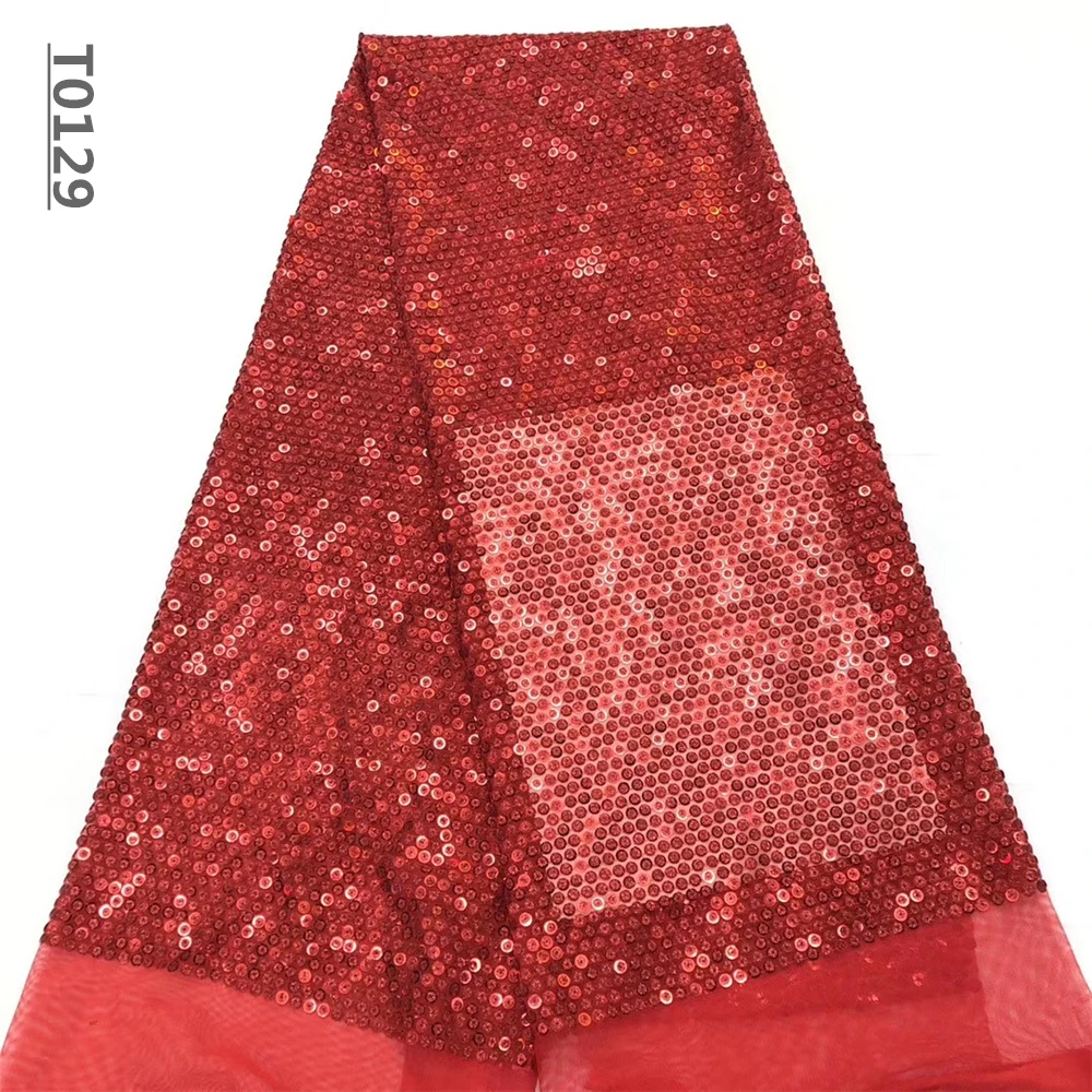 Encaje rojo africano lentejuelas bordadas alta calidad Ftench encaje ...