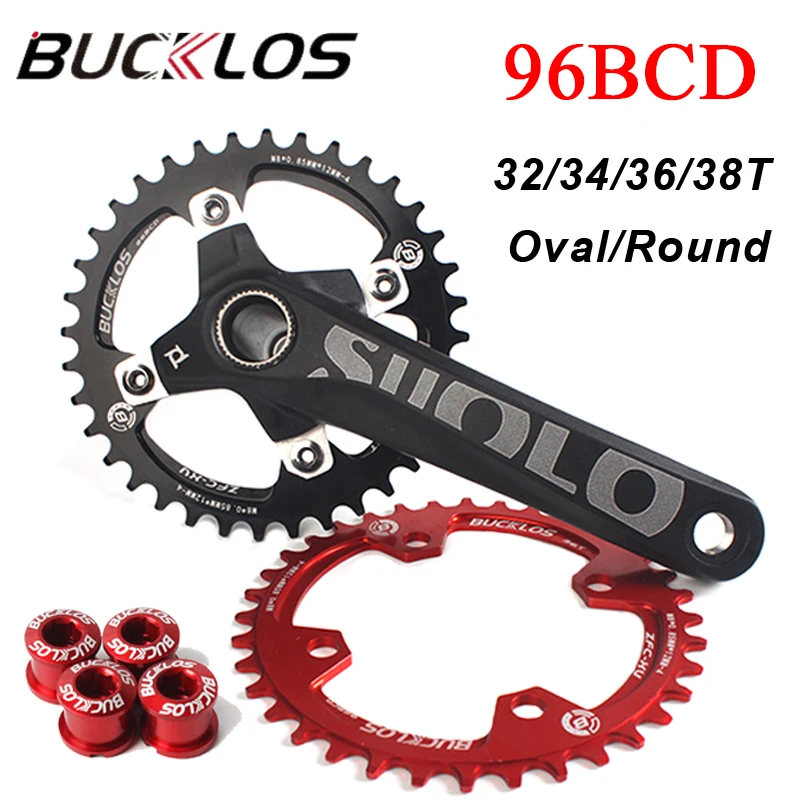BUCKLOS 96BCD 체인링, 좁은 와이드 mtb 체인 링, 32T 34T 36T 38T, 시마노 크랭크셋용 타원형/원형 ...