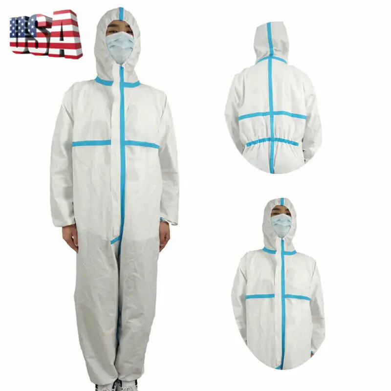 Hazmat Suit Anti Virus Protection Clothing Safety Coverall Disposable ...