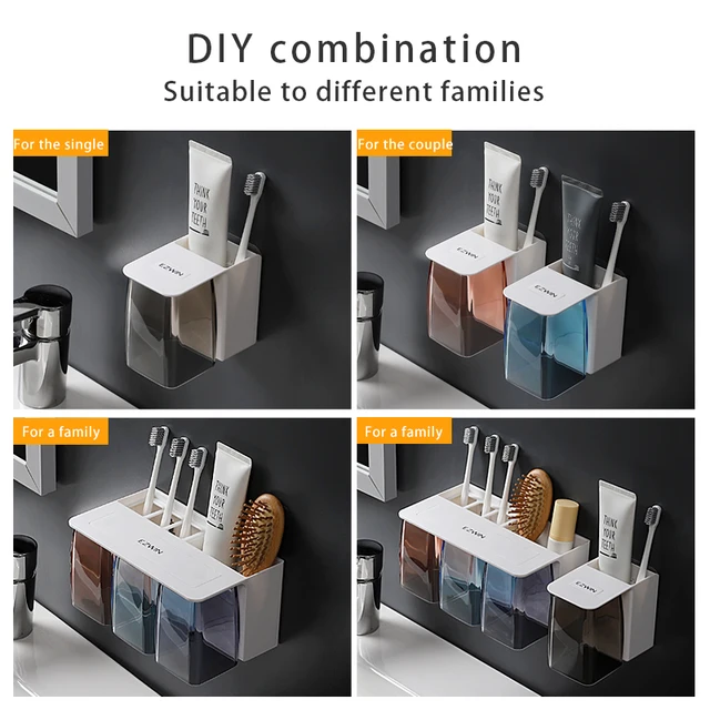 Simple and Transparent Wall-Mounted Toothbrush Holder Toothpaste ...