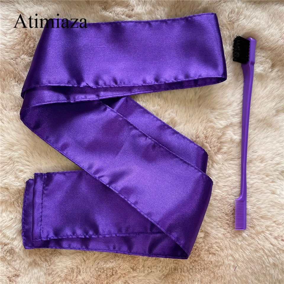 Purple-Edge-Laying-Scarf-and-Edge-Brush-Set-Satin-Edges-Hair-Wrap-with ...