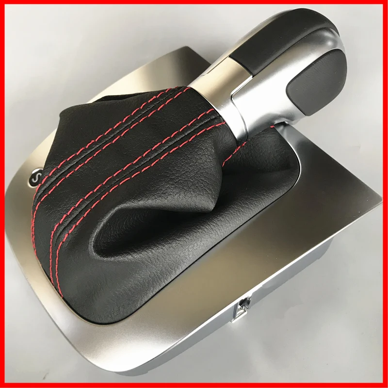 Leather Black Or red line Stitching AT DSG Gear Shift Knob Lever Cover ...