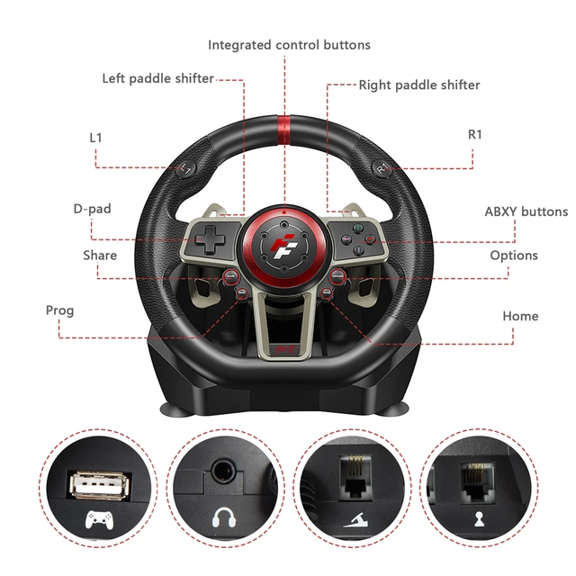 2021 Gamepad Controller Gaming Steering Wheel 900° Racing Video Sport ...