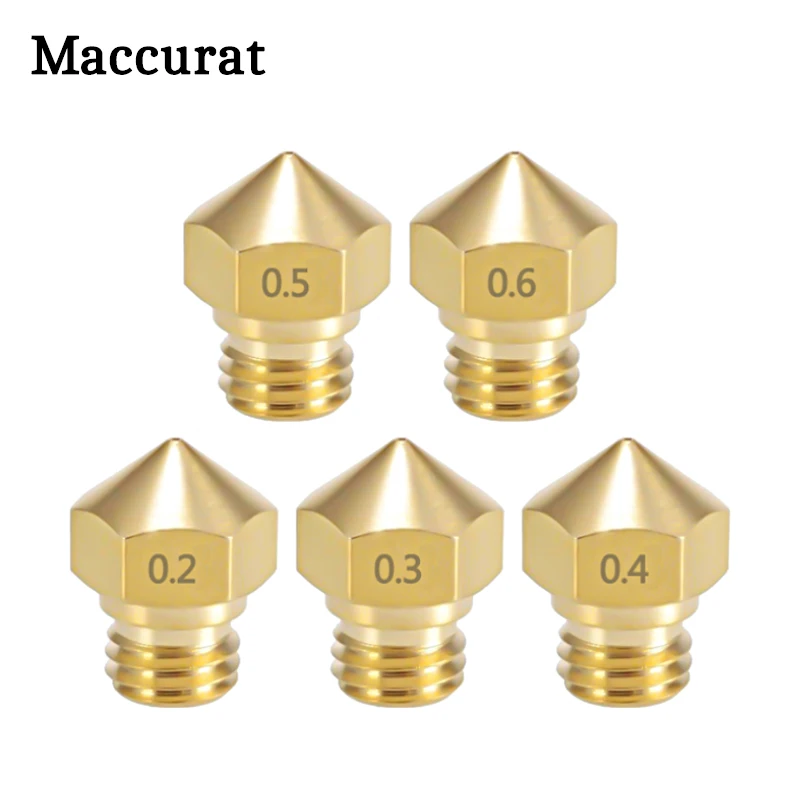 Maccuart 5 Pcs 3D Printer Nozzles MK10 M7 Extruder Nozzle 0.2/0.3/0.4/0 ...