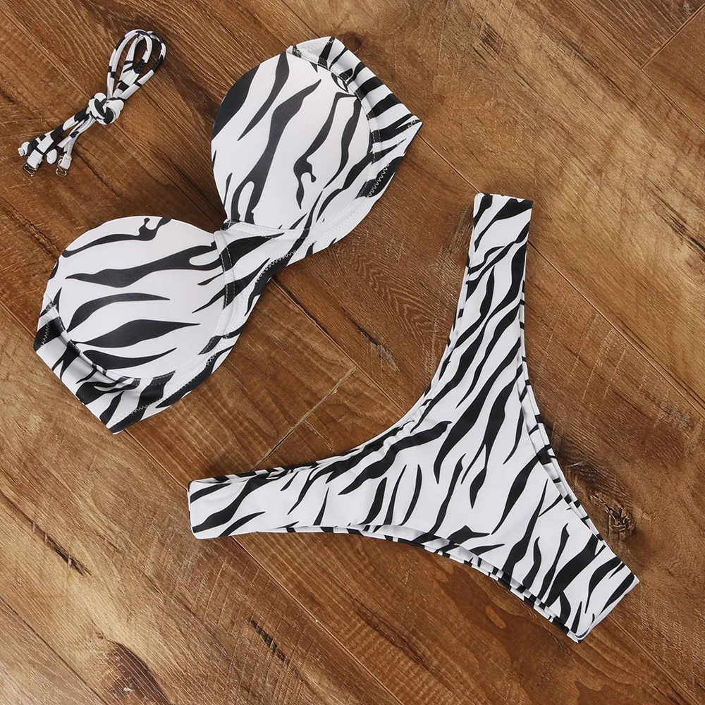 Tier Druck Leopard Bikini Push-Up Badeanzug Sexy Frauen Bikini Set ...