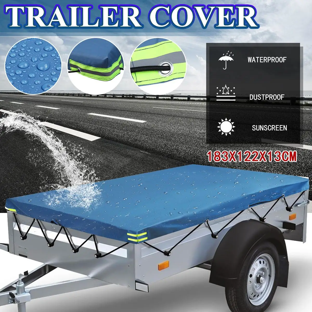 183x122x13cm Foldable Trailer Cover Sunshade Outdoor Anti Uv Windproof ...