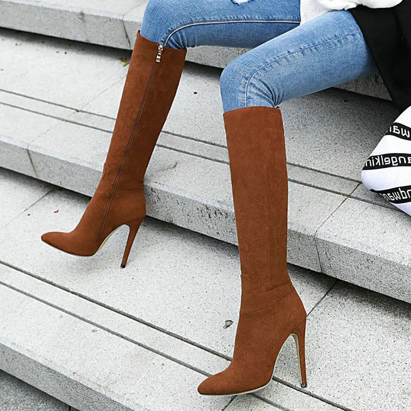 New-Ladies-Sexy-Stiletto-High-Heel-Knight-Boots-Faux-Suede-Zipper-Knee ...