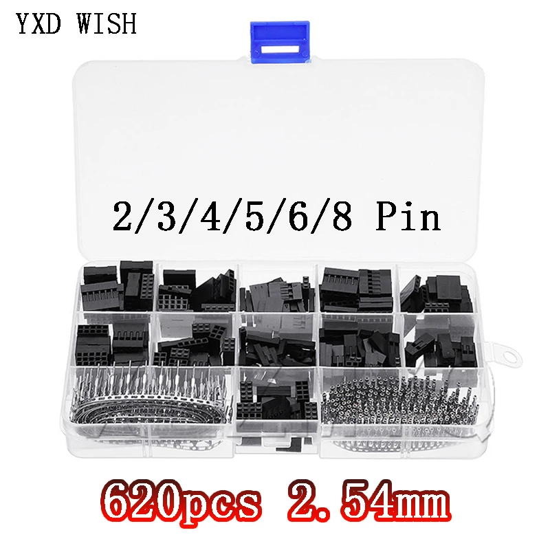 Conector Dupont de 620mm, Kit de carcasa de Cable de puente Dupont, pines de crimpado macho ...
