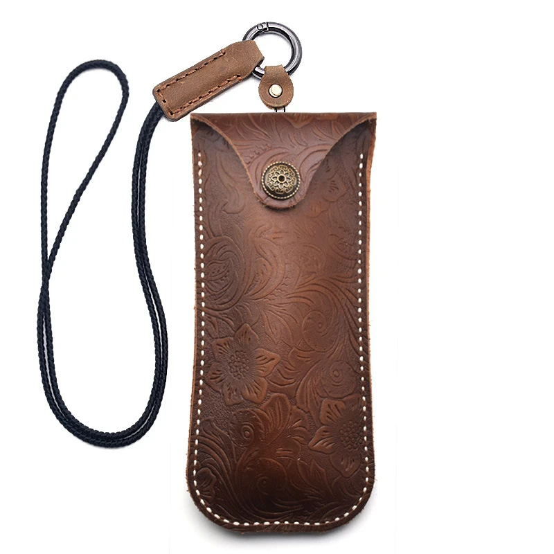 Genuine Leather Eyewear Case Hanging neck Sun Glasses Spectacle Case ...