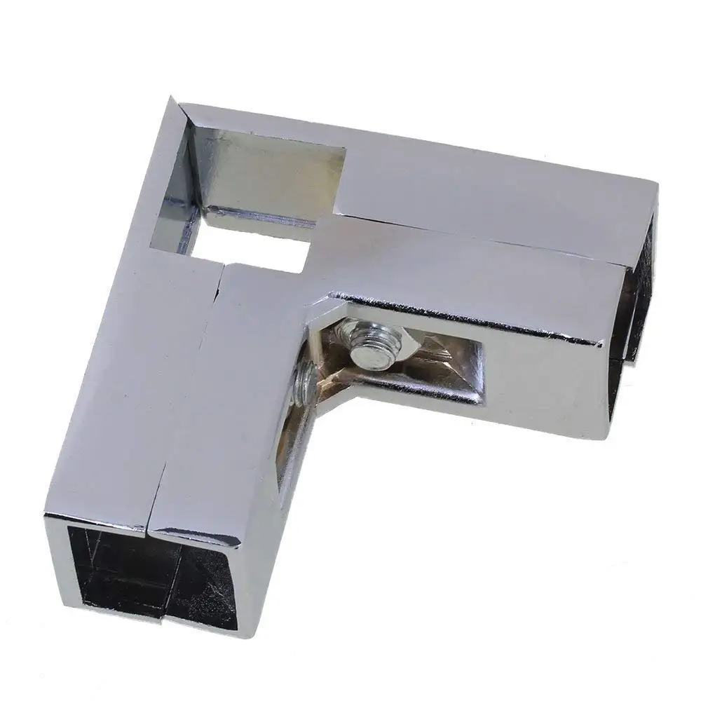 Alluminum Silver 3 Way L Shape Chrome Plated Connector Square Tube ...