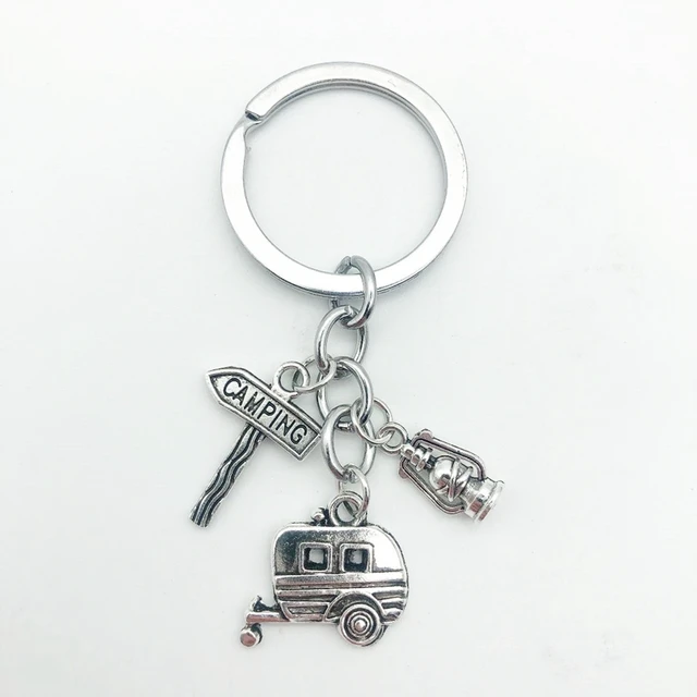 New Camping Keychain Trailer, RV Caravan Campground Key Chain, Nature ...