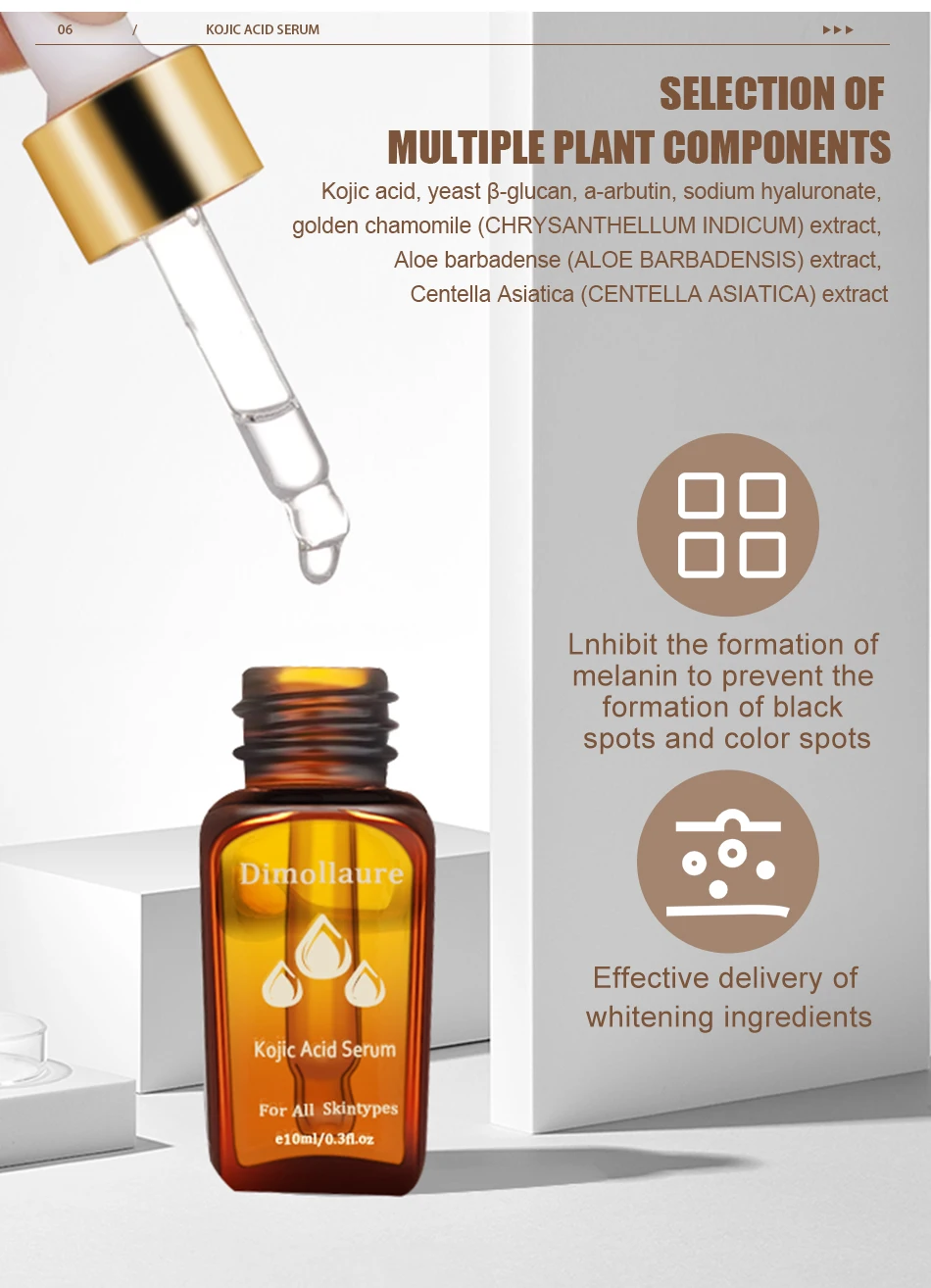 【limited sales】Dimollaure 30g Kojic Acid Whitening Powder Kojic Acid Serum Removal Freckle ...