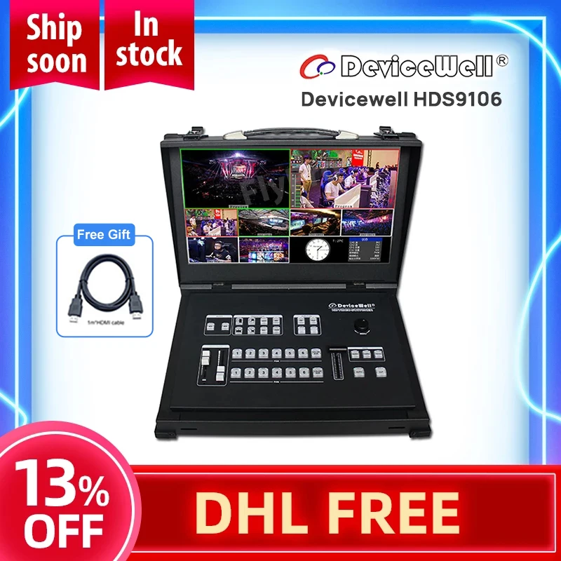 Devicewell Hds9106 Video Switcher Portable With Monitor 6ch Hdmi Cable - Compatible Switcher For ...
