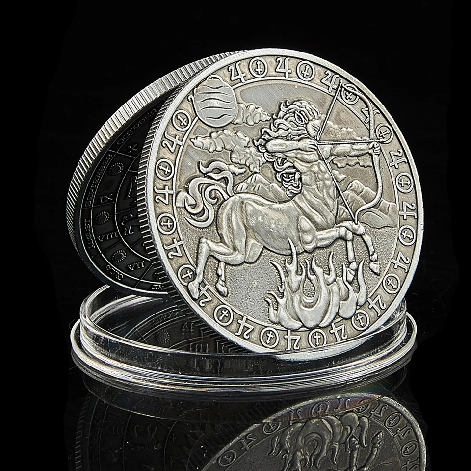 Archer Sagittarius Antique Silver Coin Niue 12 Constellation Embossed ...