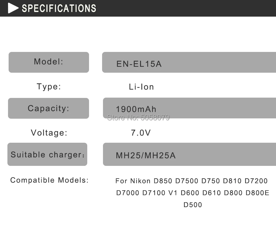 EN-EL15A ENEL15A RU EL15A Батарея пакет для Nikon Камера D850 D7000 D600 D810 D750 D610 D7500 ...