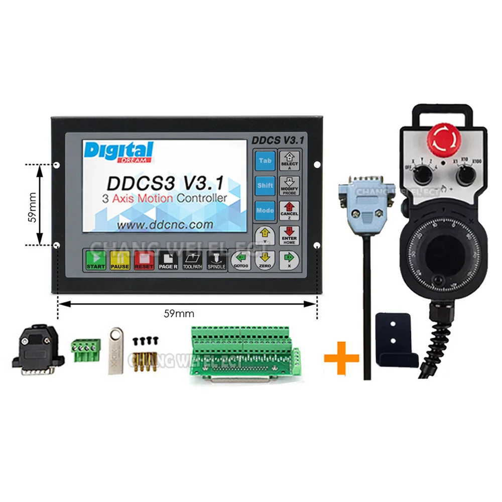 Mach3 Cnc 컨트롤러 Ddcsv3.1 500khz G 코드 3/4 축 제어 오프라인 4 축 비상 정지 전자 핸드 휠 Mpg ...