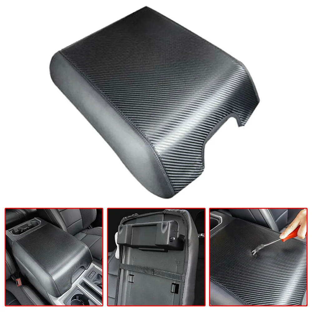 Carbon Fiber Leather Car Armrest Cover For Ford F150 2015-2020 Durable ...