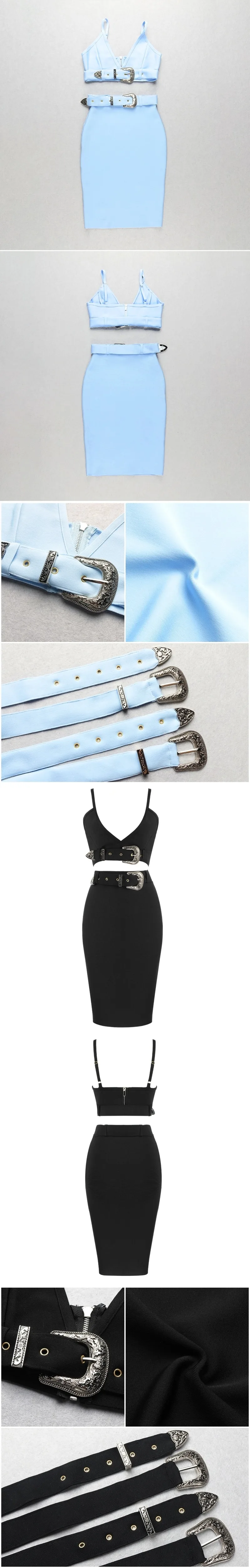 VC All Free Shipping Hot New Trendy Two Pieces Set Sashes Design Sexy Spaghetti Strap Celebrity ...