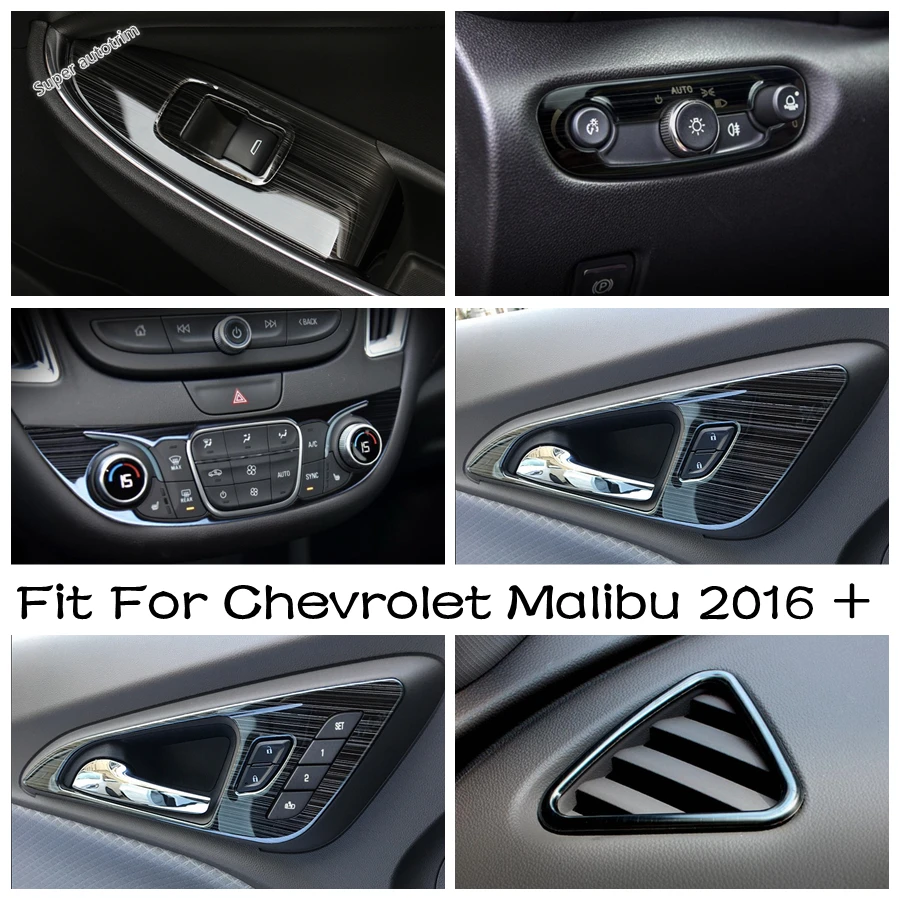 Black-Brushed-Accessories-For-Chevrolet-Malibu-2016-2020-AC-Control ...