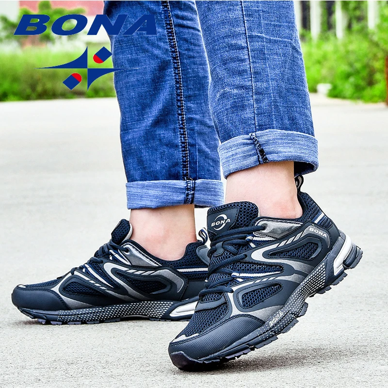 Bona New Running Shoes For Man Mesh Lace Up Outdoor Jogging Breathable ...