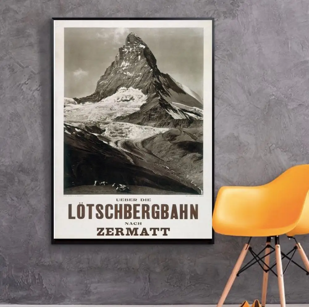 Switzerland Wallis Tourism Visp Zermatt Bahn Classic Canvas Paintings Vintage Wall Posters 