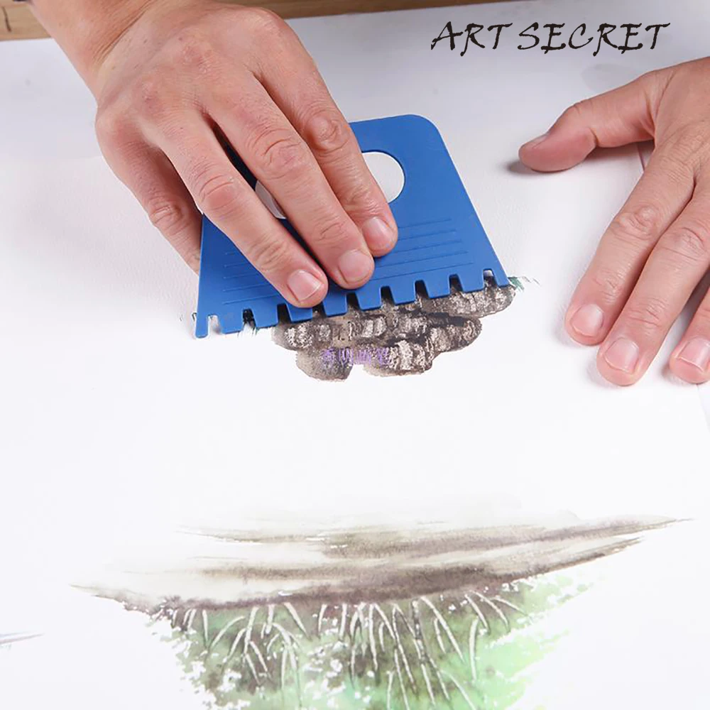 Artsecret-Plastic-Comb-Paint-Watercolor-Brush-Scraper-Art-Tool-Silica ...