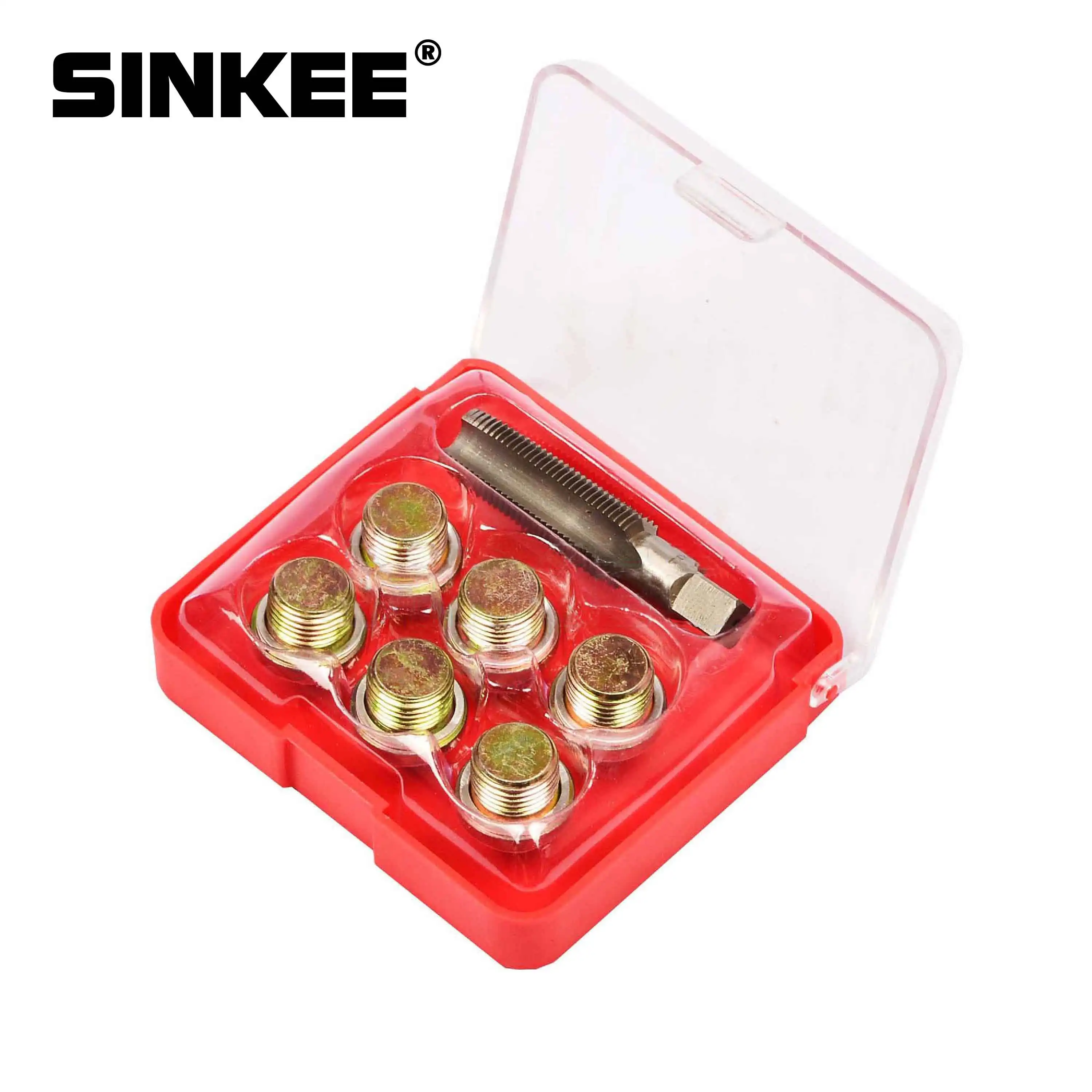 7PCS Oil Pan Drain Sump Plug Key Thread Repair Tool Kit Set Garage M13 ...