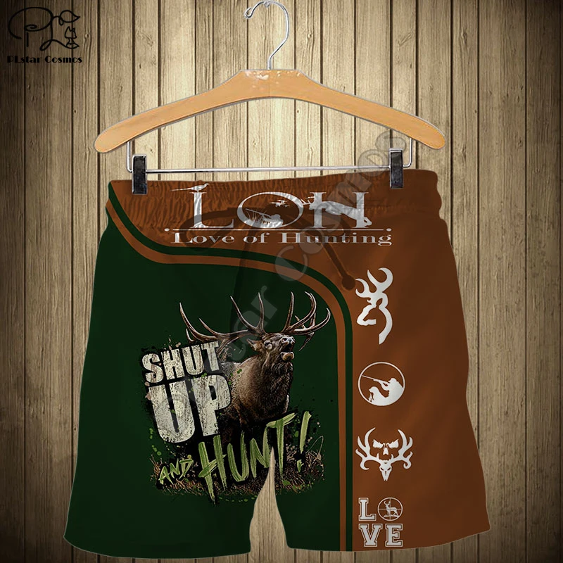 Men Fishing Deer Hunting Shorts Skull 3d Print Elastic Waist loose ...