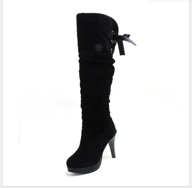 Cuissardes-noires-sexy-pour-femmes-chaussures-talons-hauts-pour-dames ...