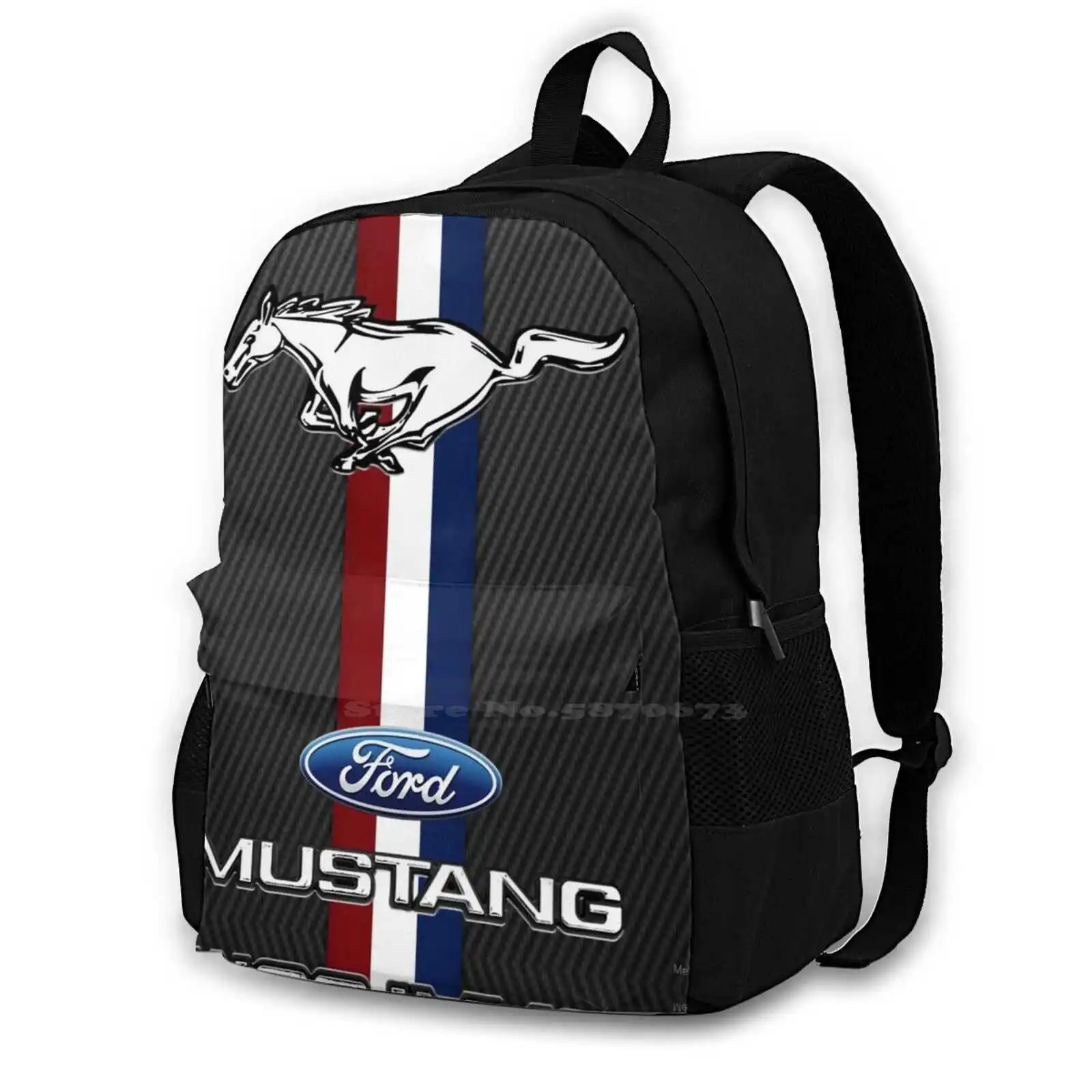 Ford Mustang Black Carbon Fashion Travel Laptop School Backpack Bag ...