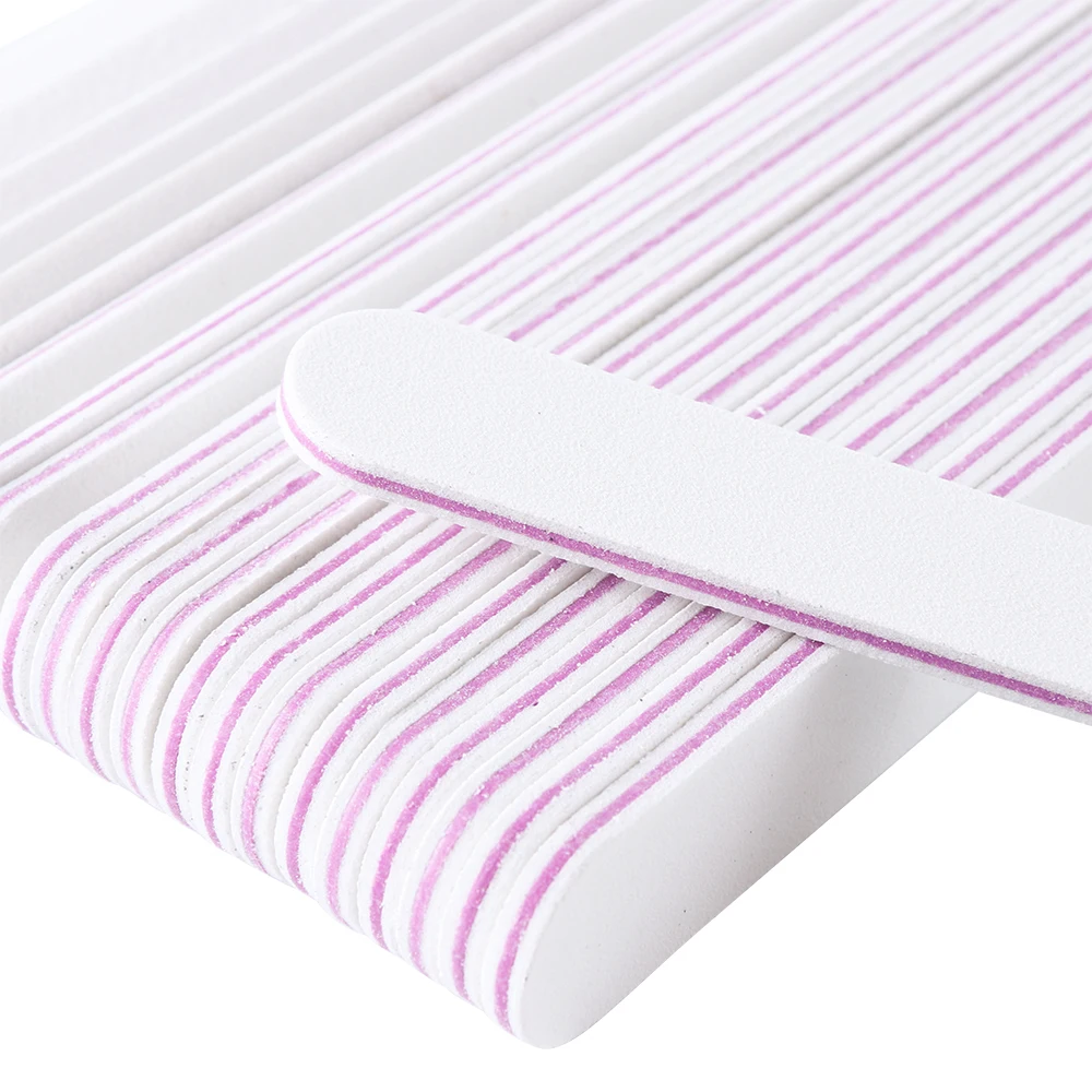 5 Pcs/pack Nail File 100/180 White Straight Acrylic Sponge Nail Files ...