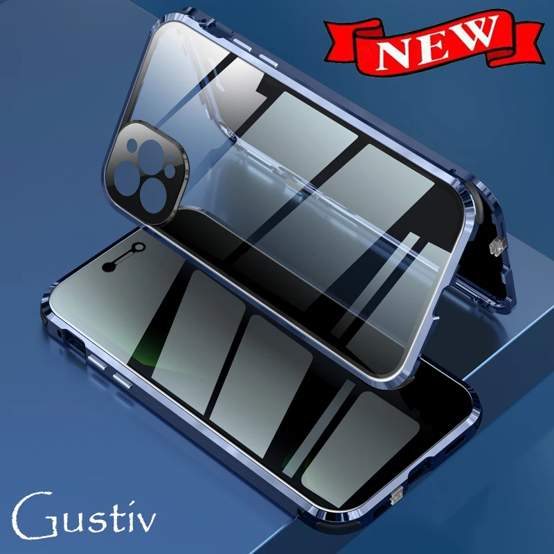Magnetic 360 Privacy Protective Case Iphone | Case Tempered Glass 360 ...
