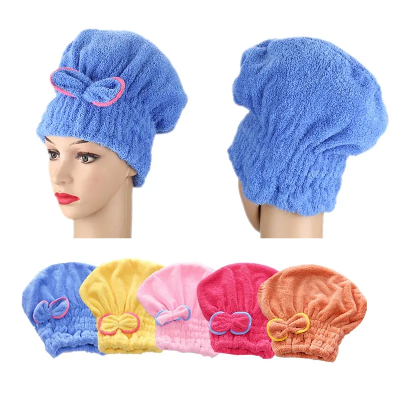 Microfibre Quick Hair Drying Bath Spa Bowknot Wrap Towel Hat Cap For ...