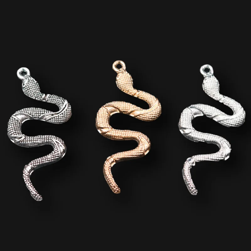 6pcs Silver Color Golden Viper Pendants Hip Hop Necklace Earrings Metal ...