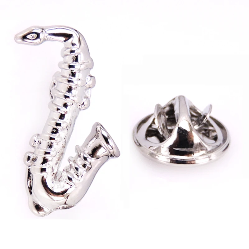 High quality Brooch for men silvery Saxophone lapel pin Successful men ...