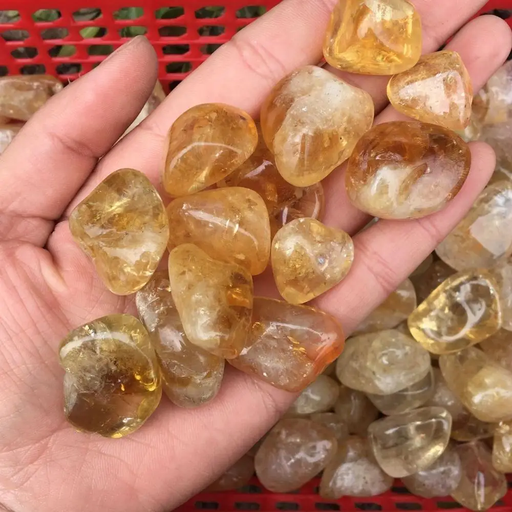 Natural-Citrine-Tunbled-Yellow-Quartz-Crystal-Stone-Rock-Polished ...
