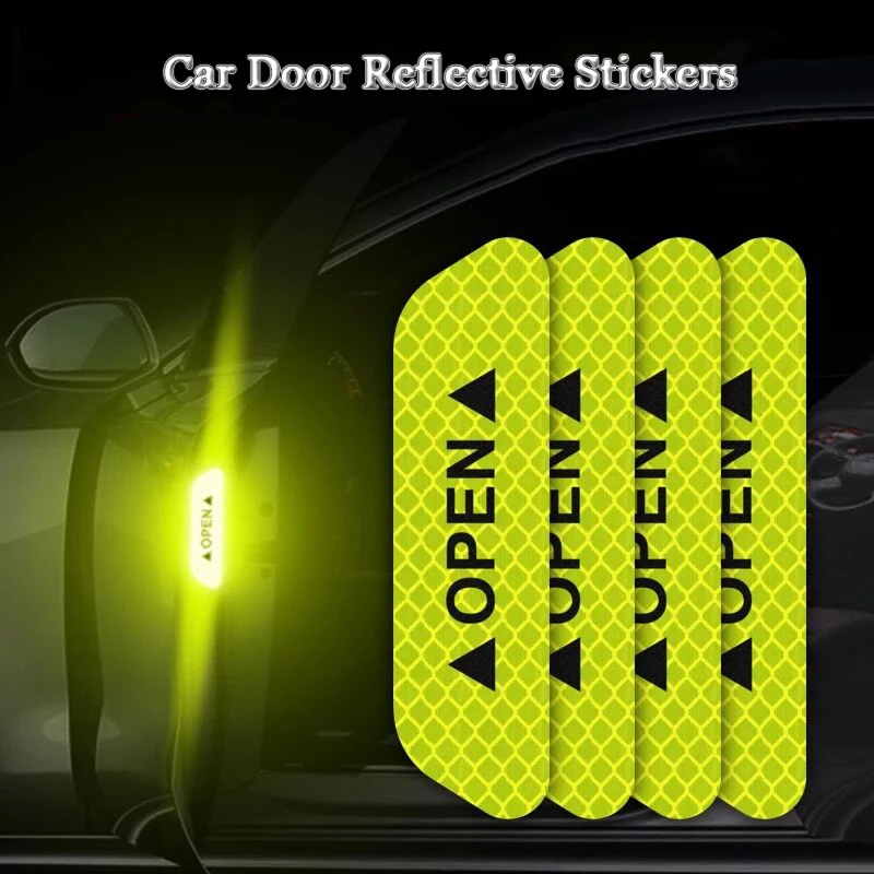 Car styling OPEN Car Door Stickers Warning Mark Reflective Tape Sign ...