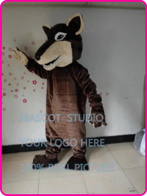 brown-wolf-mascot-costume-coyote-werewolf-custom-cartoon-character ...