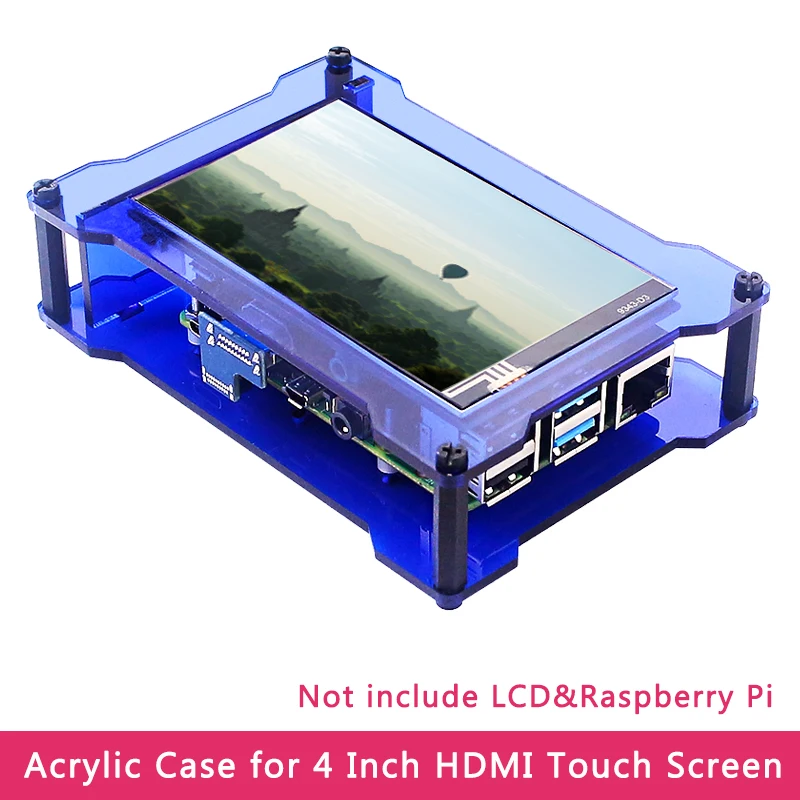 Acrylic-Case-for-Raspberry-Pi-4-Inch-Touch-Screen-LCD-Blue-Tawny ...