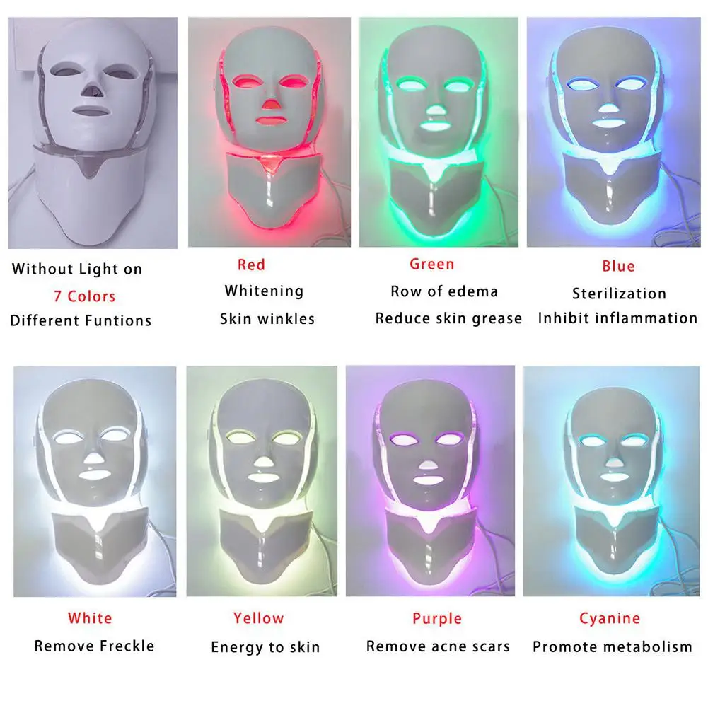 MeterMall 7 цветов Светодиодная маска для лица светодиодная Корейская ...