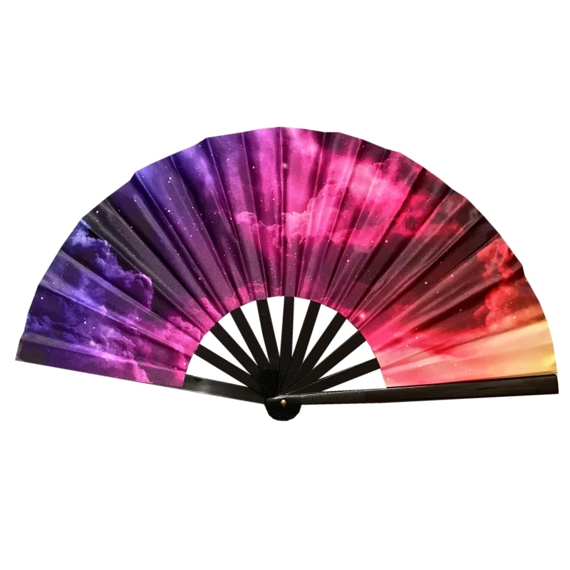 50pcs Personalized 33cm Large Plastic Fabric Folding Fan Make Big Noise ...