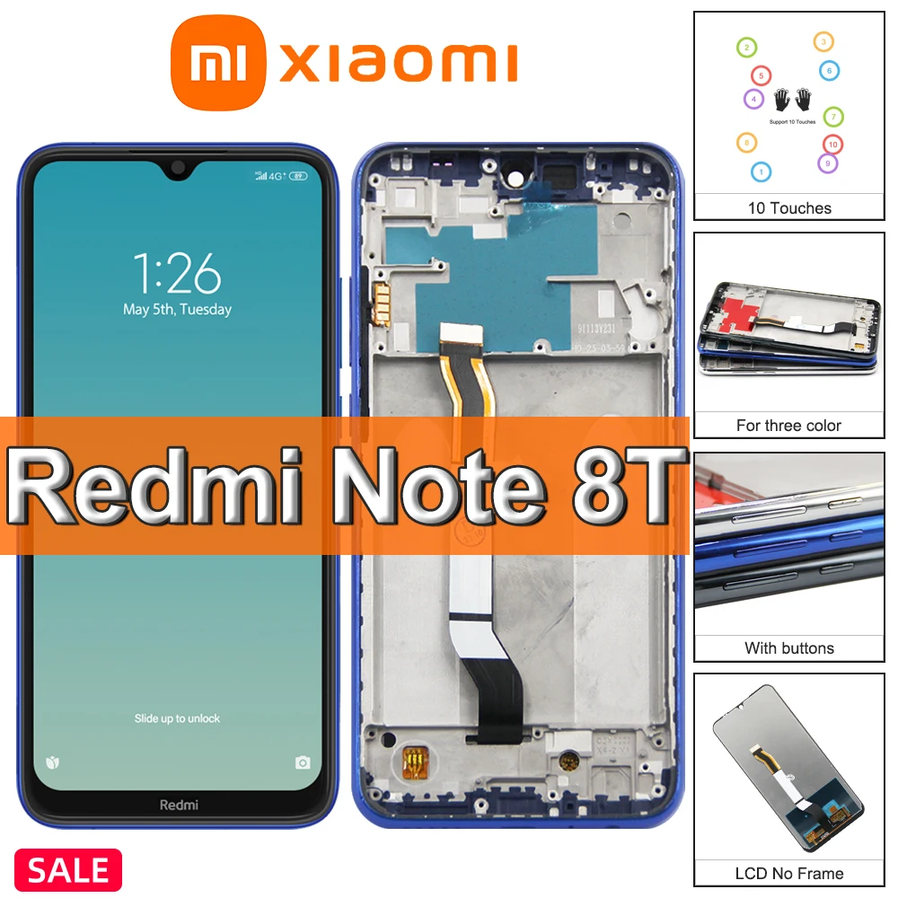 6.3 "original xiaomi redmi nota 8t display lcd tela de toque, para redmi note8t m1908c3xg ...
