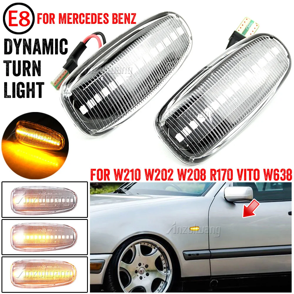 2-pieces-Dynamic-Side-Marker-Turn-Signal-Light-For-Mercedes-BENZ-E ...